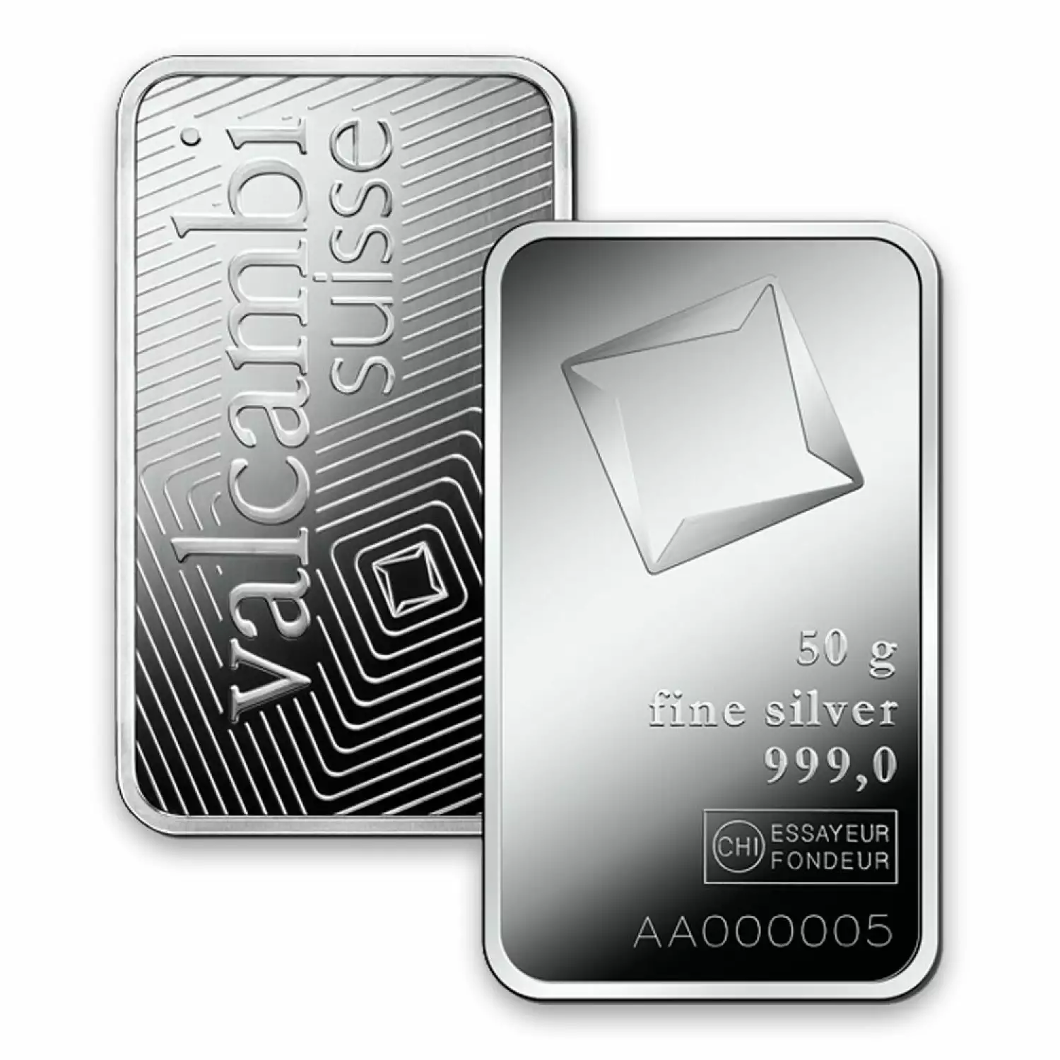 50 gram Valcambi Silver Minted Bar | ABC Coin & Bullion - Harlan J ...